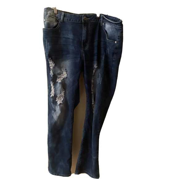Bam Boo | Jeans | Bam Boo Destressed Denim Jeans Wide Leg Sz2 | Poshmark